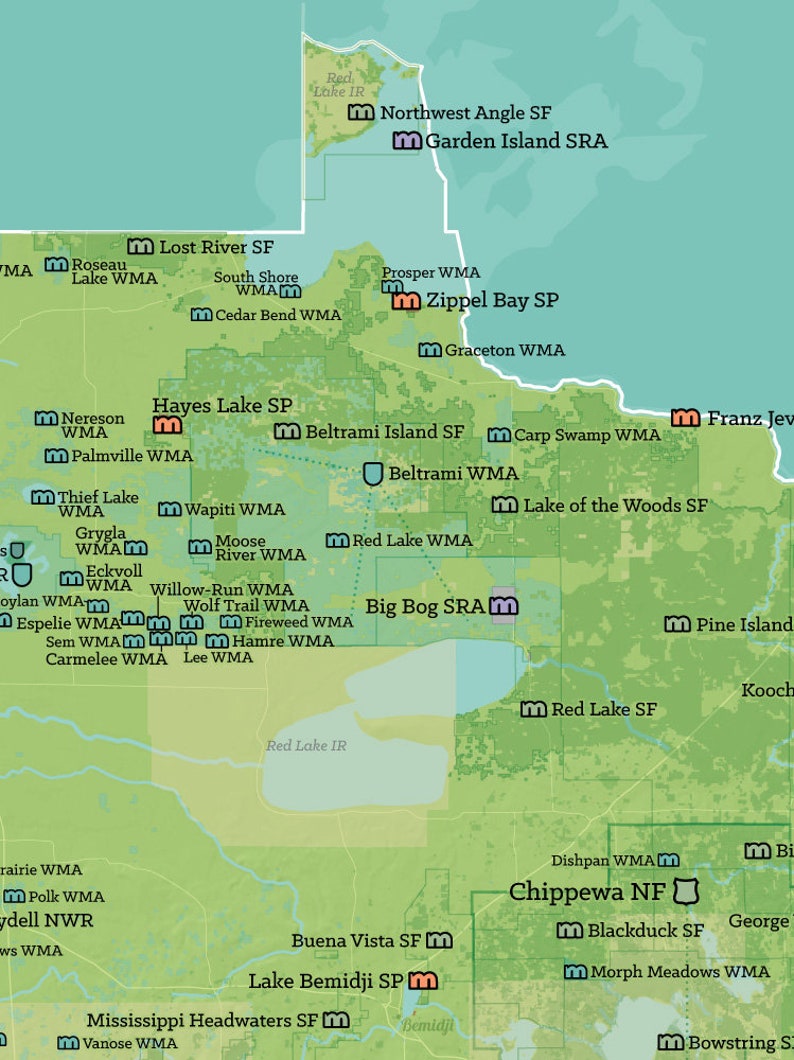 Minnesota State Parks & Federal Lands Map 18x24 Poster | Etsy