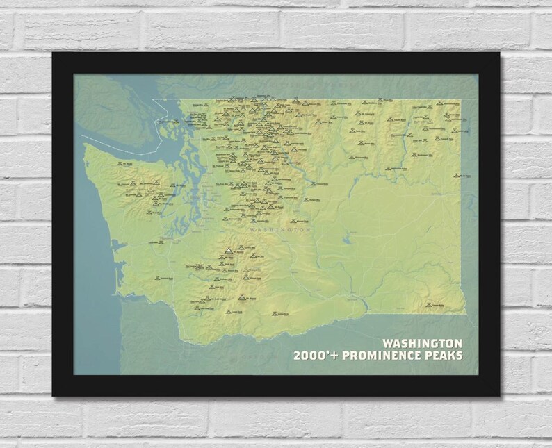 Washington 2000' Prominence Peaks Map 18x24 Poster - Etsy