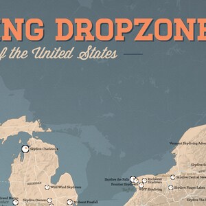 US Skydiving Dropzones Map 24x36 Poster - Etsy