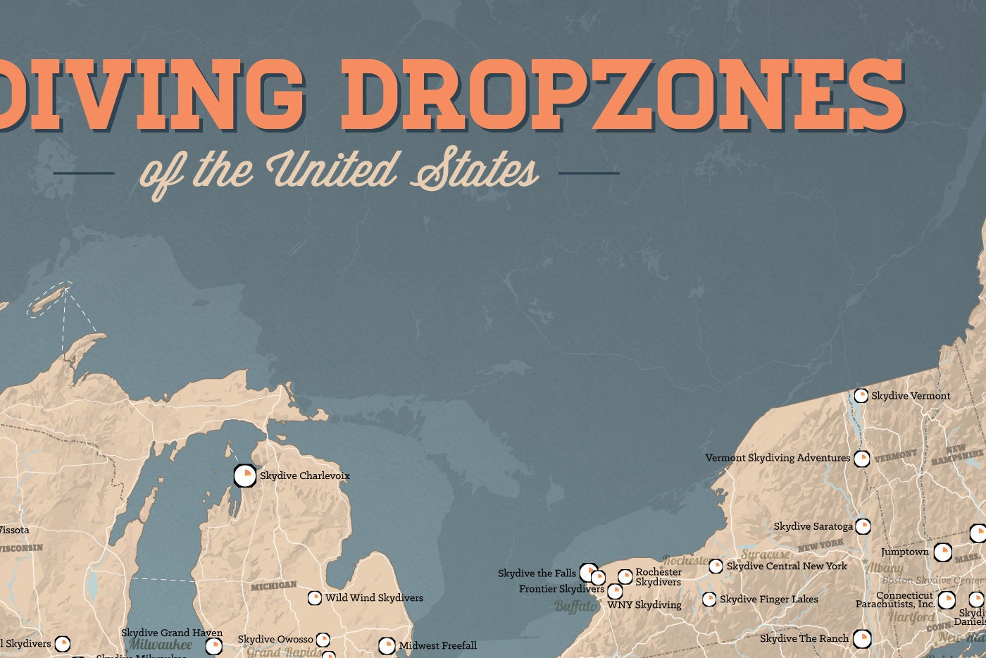 US Skydiving Dropzones Map 24x36 Poster - Etsy