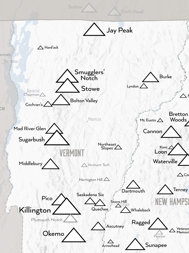 New England Ski Resorts Map