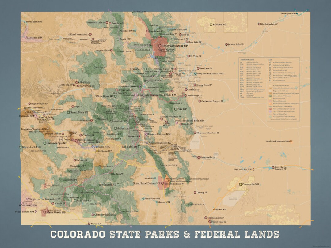 Colorado State Parks & Federal Lands Map 18x24 Poster - Etsy