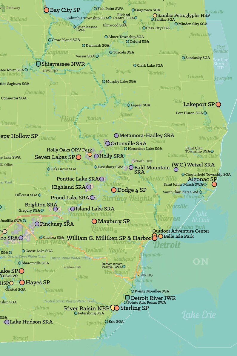 Michigan State Parks & Public Lands Map 24x36 Poster | Etsy