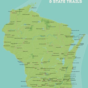 Wisconsin State Parks Map 18x24 Poster - Etsy