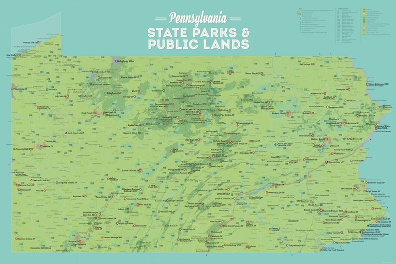 Pennsylvania State Parks & Public Lands Map 24x36 Poster - Etsy