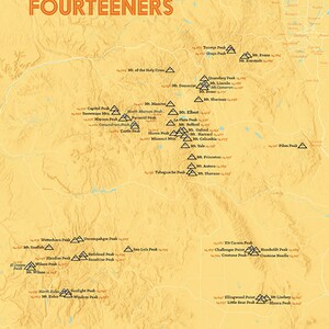 58 Colorado 14ers Map 11x14 Print - Etsy