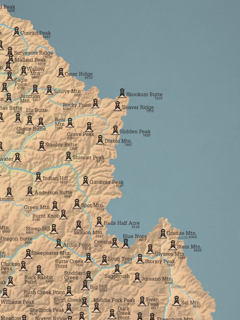 Idaho Fire Lookouts Map 18x24 Poster - Etsy