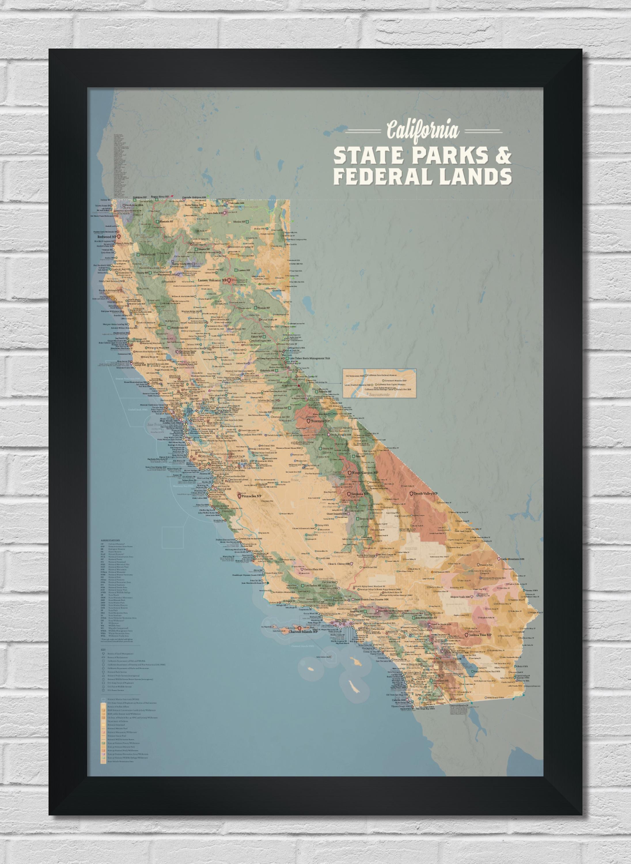 California State Parks & Federal Lands Map 24x36 Poster - Etsy