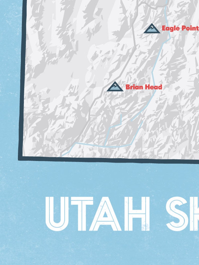 Utah Ski Resorts Map 18x24 Poster - Etsy