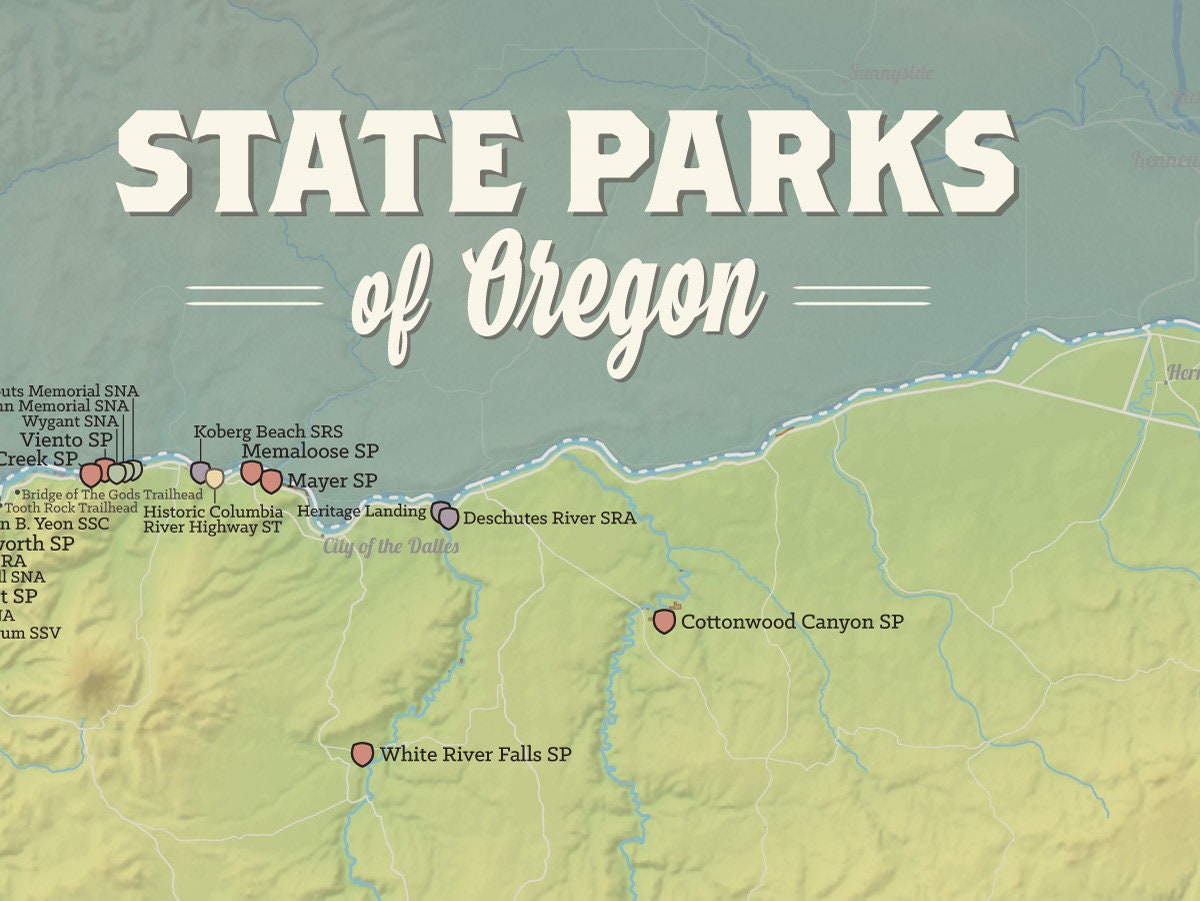 Oregon State Parks Map 18x24 Poster - Etsy