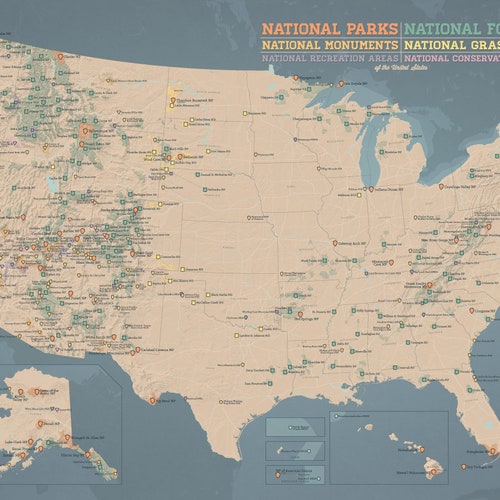 US National Parks Map 18x24 Poster | Etsy