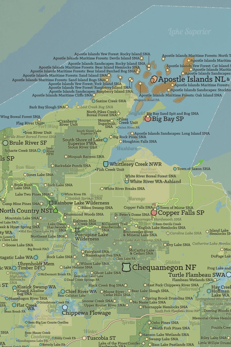 Wisconsin State Parks & Public Lands Map 24x36 Poster - Etsy