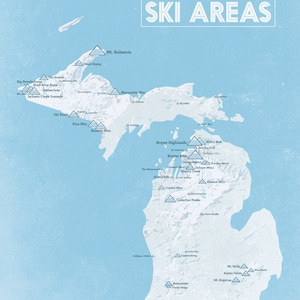 Michigan Ski Resorts Map 18x24 Poster - Etsy