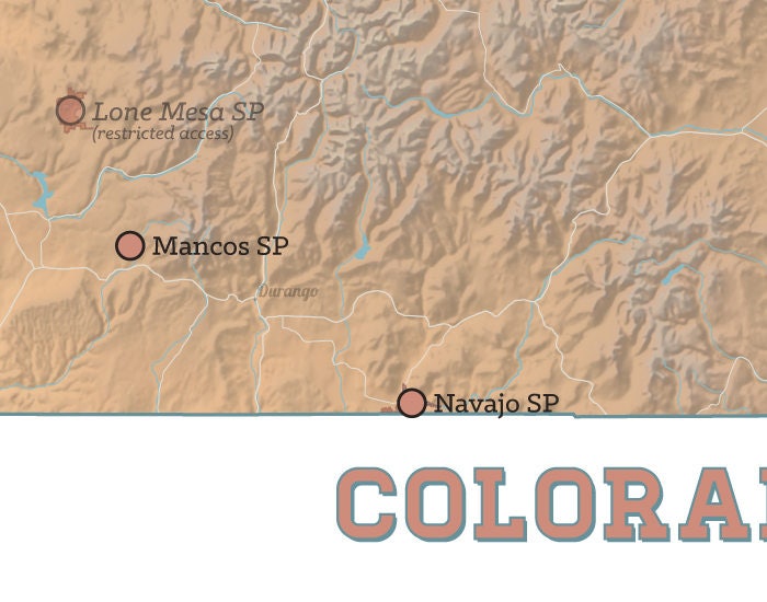 Colorado State Parks Map 11x14 Print | Etsy