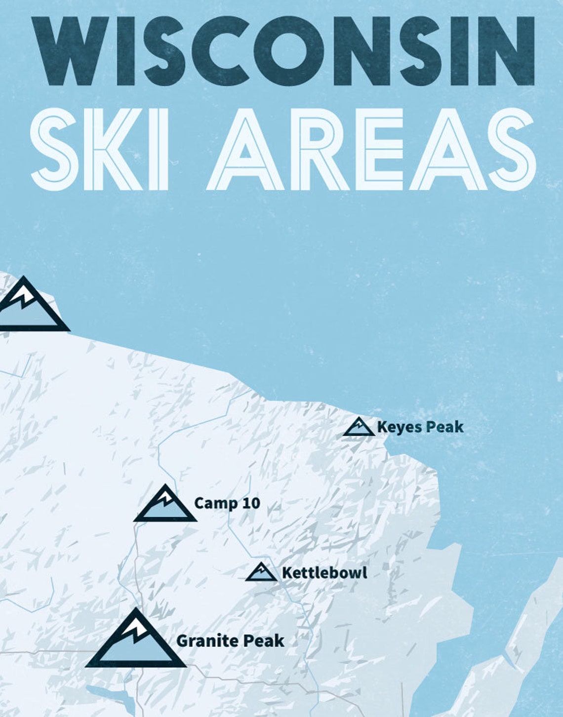 Wisconsin Ski Resorts Map 11x14 Print | Etsy