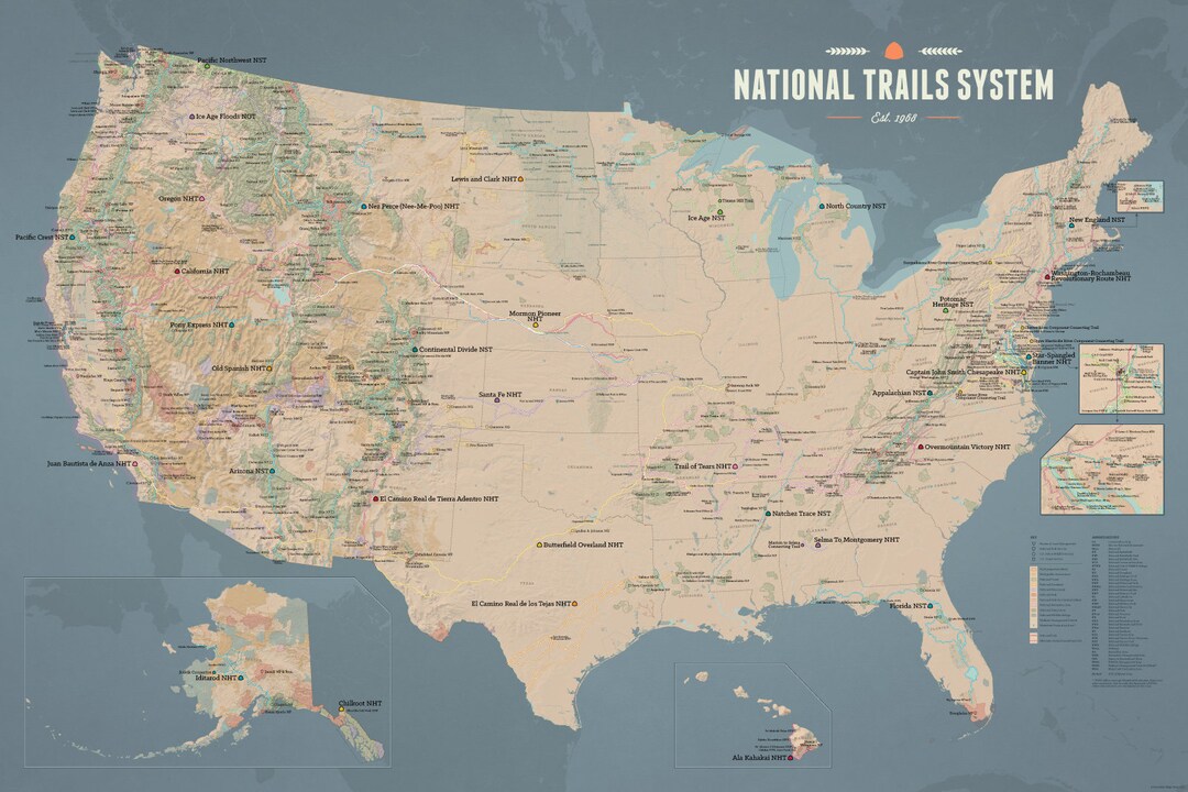 US National Trails System Map 24x36 Poster - Etsy