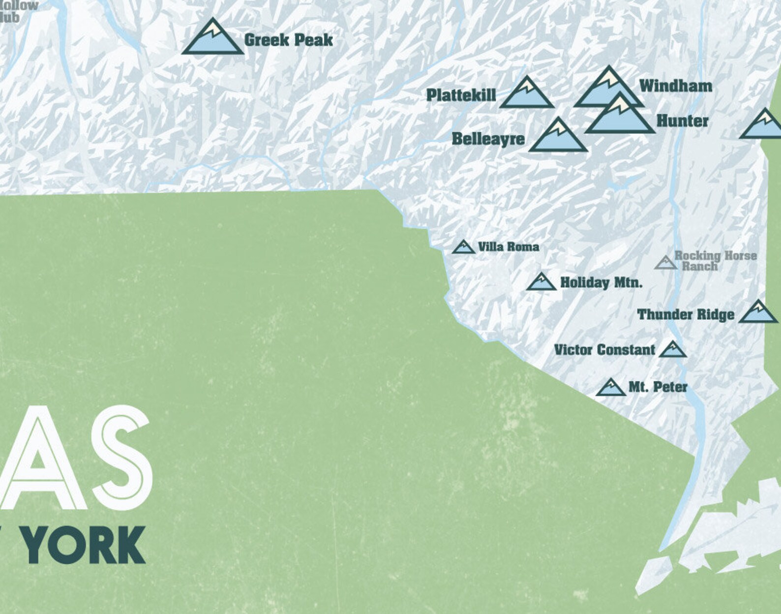 New York Ski Resorts Map 11x14 Print - Etsy