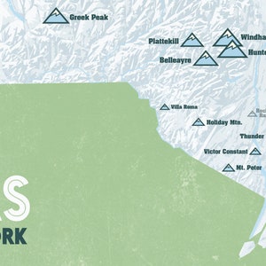 New York Ski Resorts Map 11x14 Print - Etsy