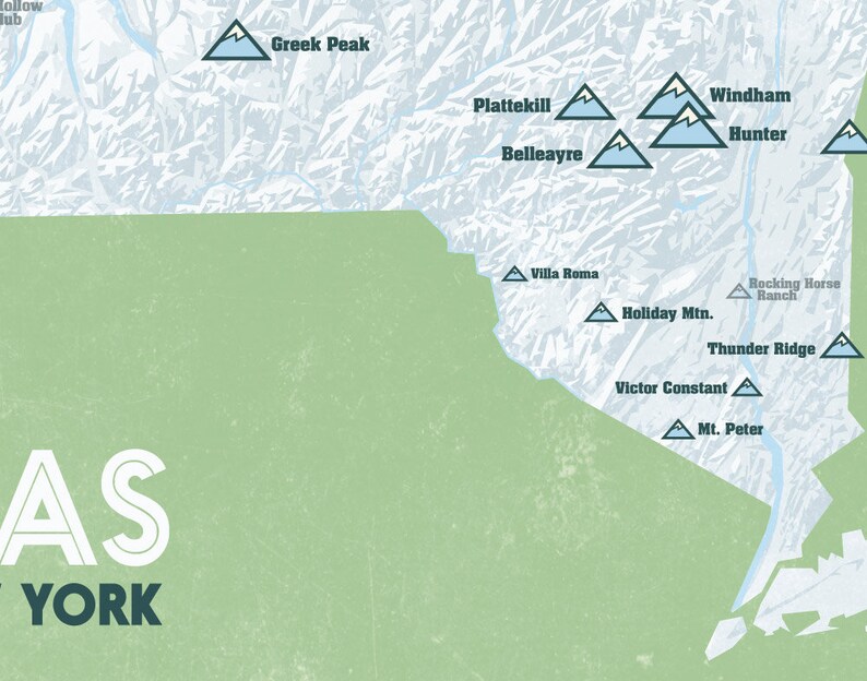 New York Ski Resorts Map 11x14 Print - Etsy