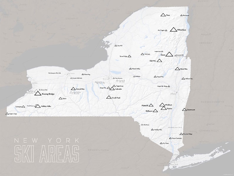New York Ski Resorts Map 18x24 Poster - Etsy