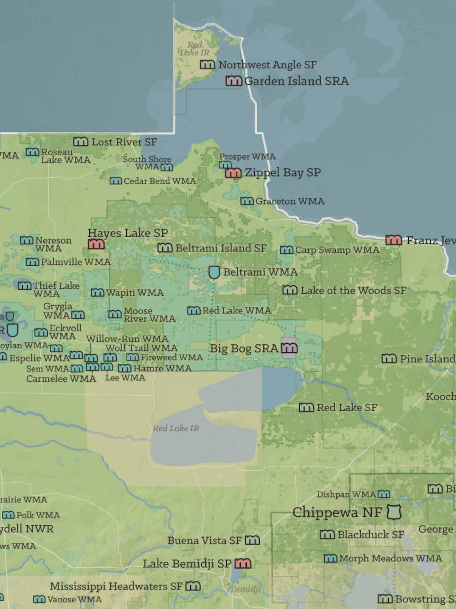 Minnesota State Parks & Federal Lands Map 18x24 Poster | Etsy