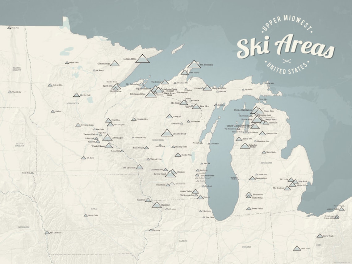 Upper Midwest Ski Resorts Map 18x24 Poster - Etsy