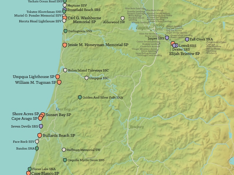 Oregon State Parks Map 18x24 Poster - Etsy