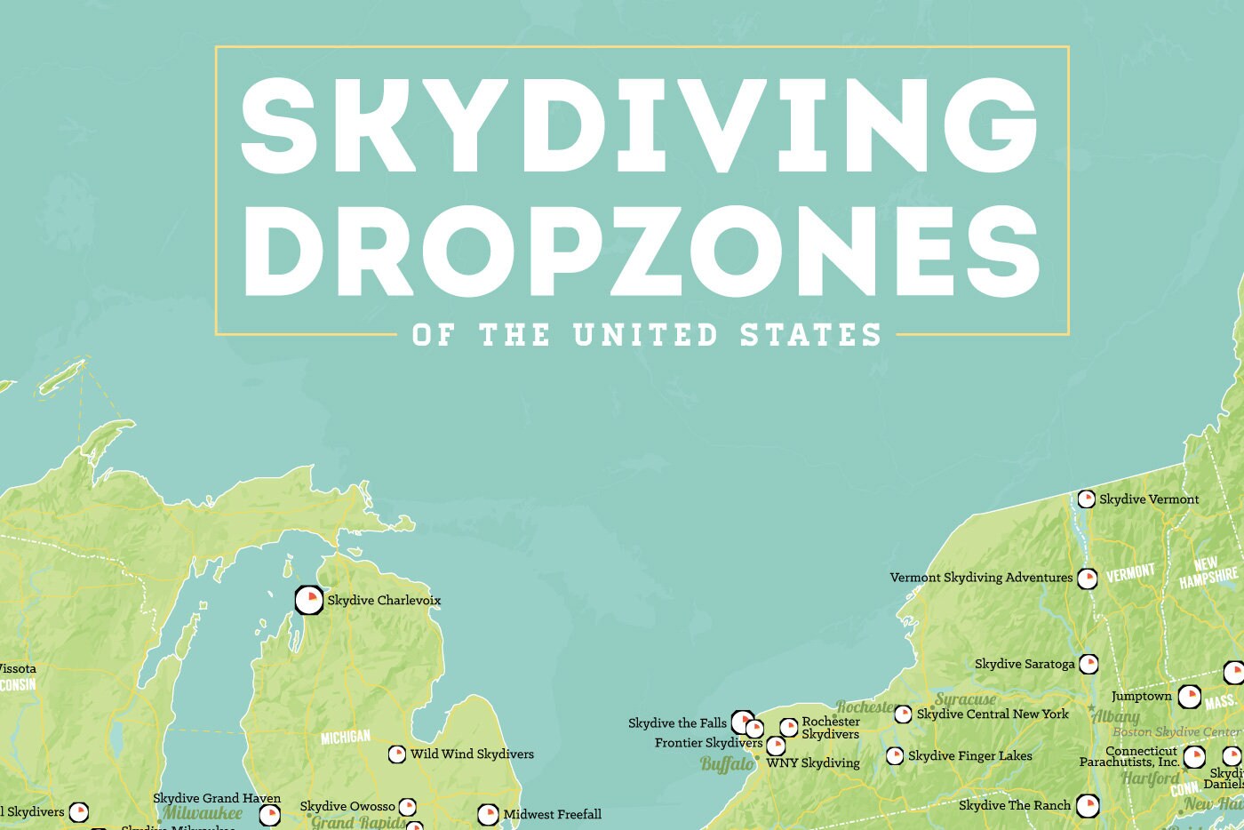 US Skydiving Dropzones Map 24x36 Poster - Etsy