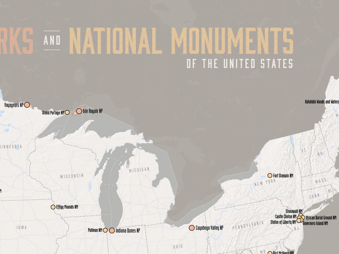 US National Parks & Monuments Map 18x24 Poster | Etsy
