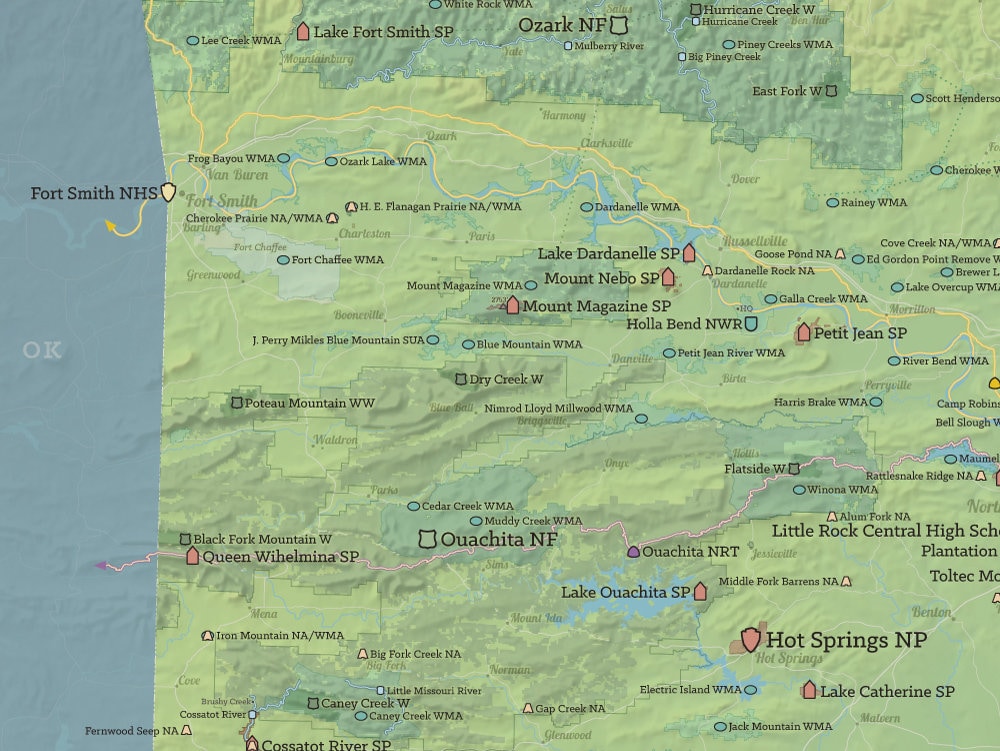 Arkansas State Parks & Federal Lands Map 18x24 Poster | Etsy
