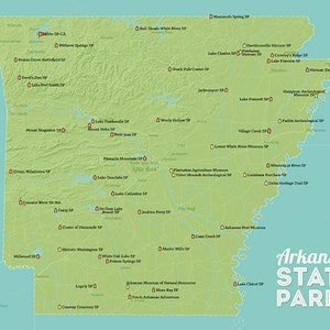 Arkansas State Parks Map 11x14 Print - Etsy