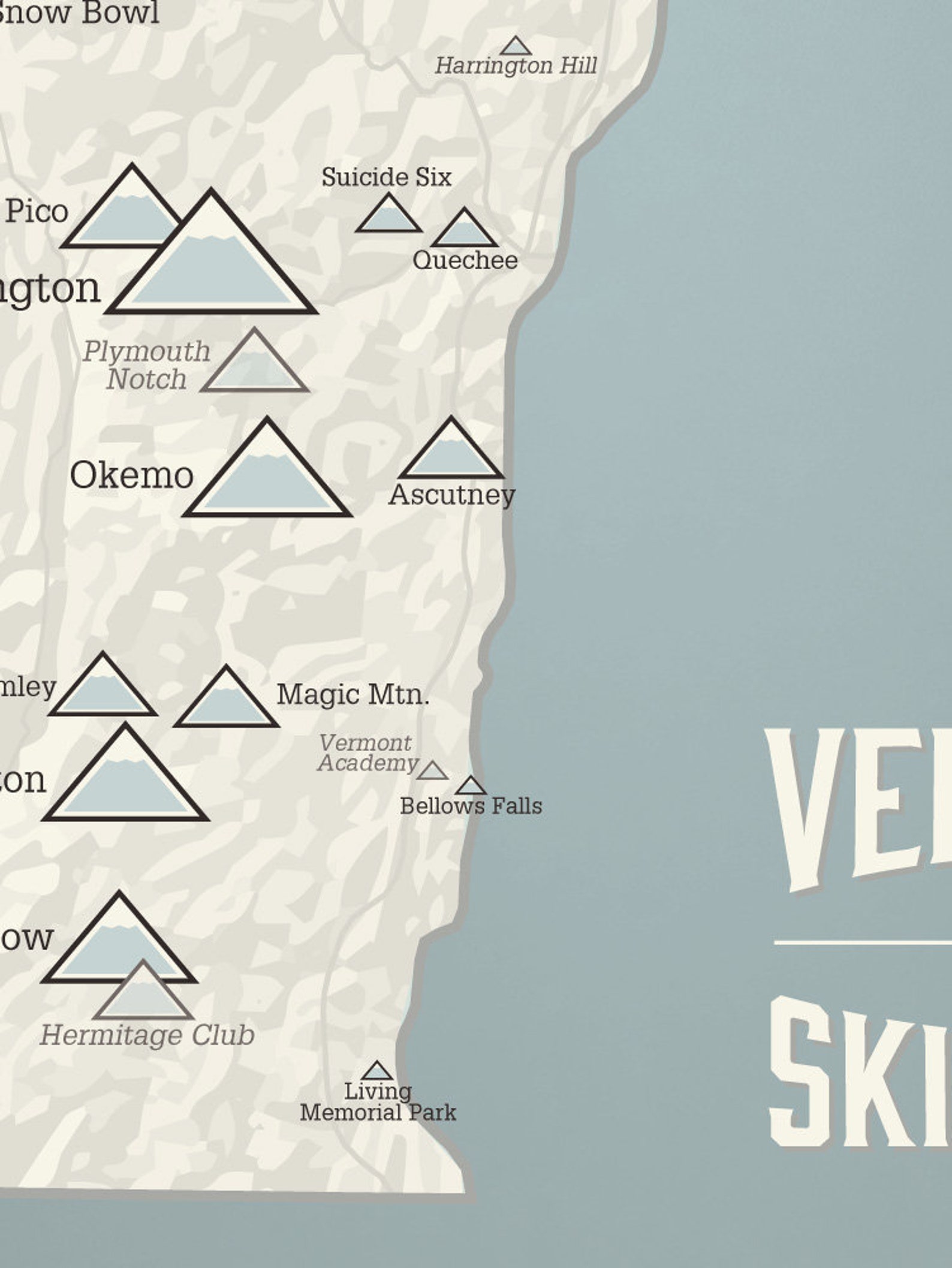 Vermont Ski Resorts Map 18x24 Poster - Etsy