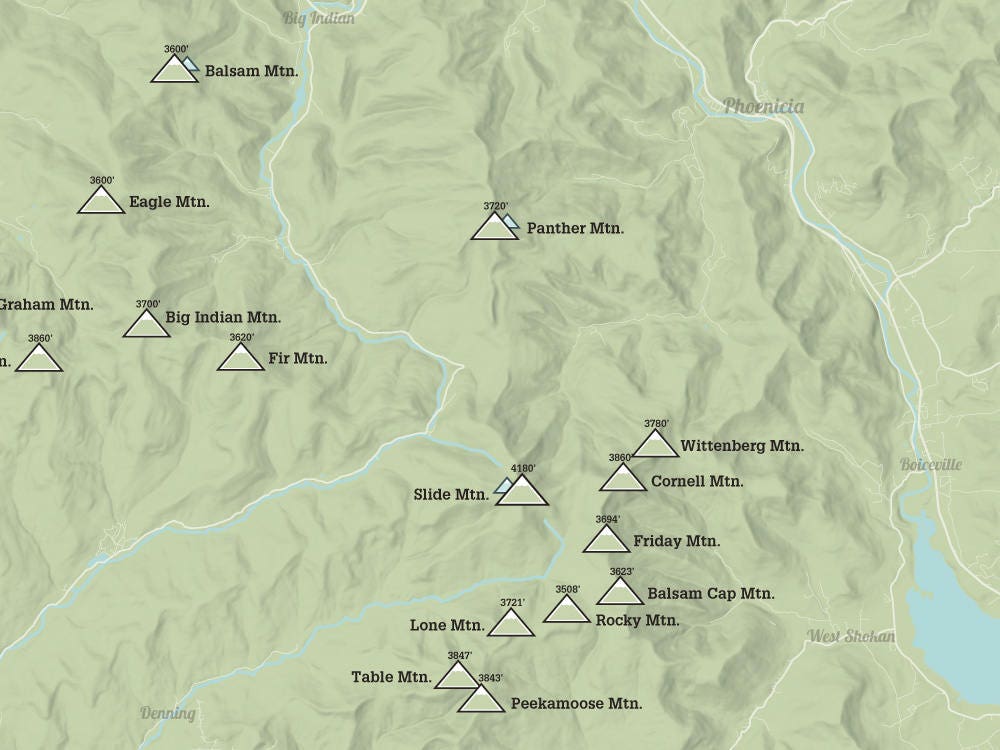 Catskill High Peaks Map 18x24 Poster | Etsy