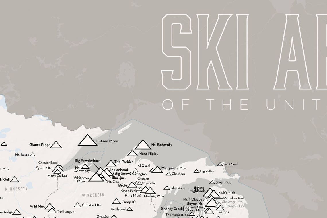 US Ski Resorts Map 24x36 Poster | Etsy