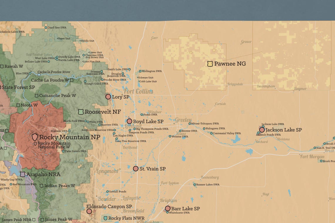Colorado State Parks & Federal Lands Map 24x36 Poster - Etsy