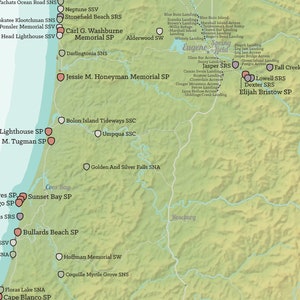 Oregon State Parks Map 18x24 Poster - Etsy