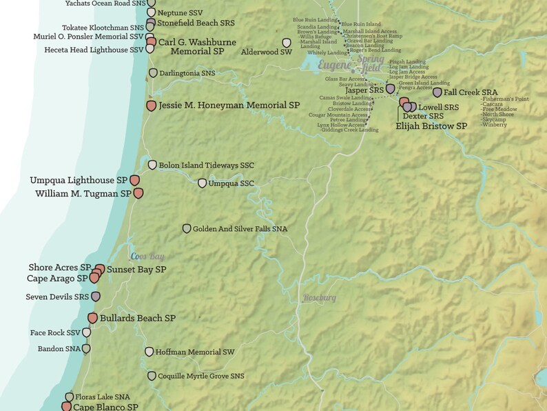 Oregon State Parks Map 18x24 Poster - Etsy