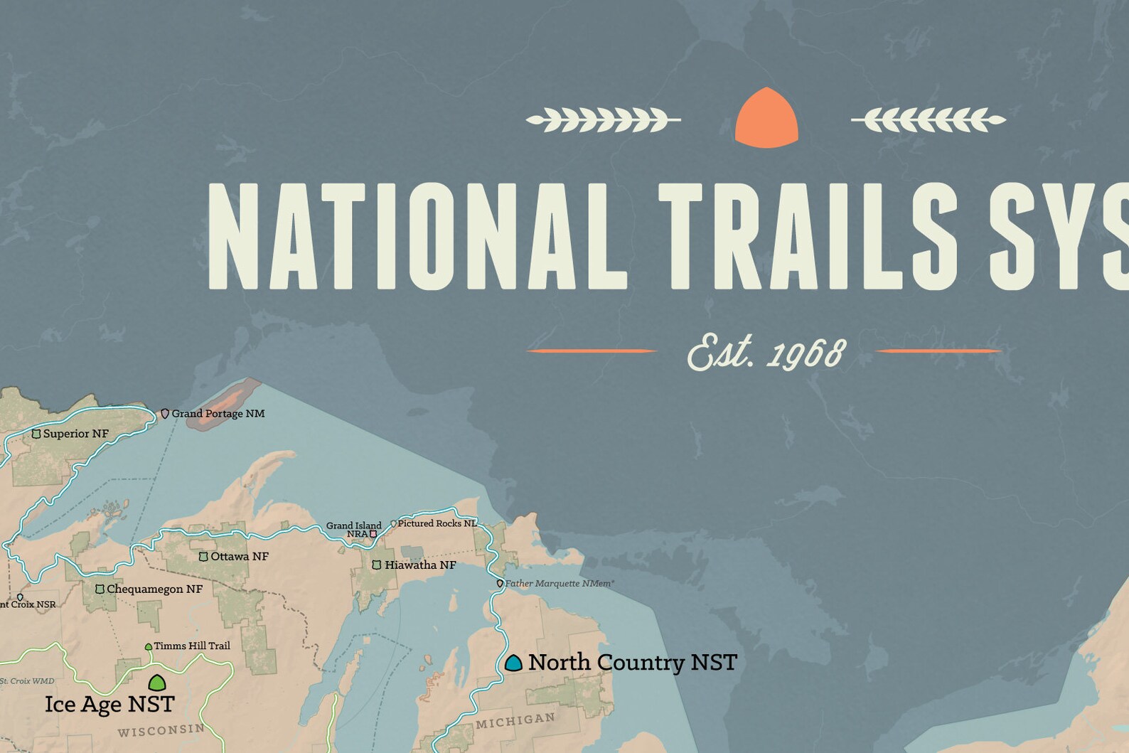 US National Trails System Map 24x36 Poster | Etsy