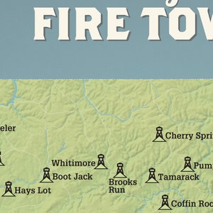 Pennsylvania Fire Towers Map 11x14 Print - Etsy