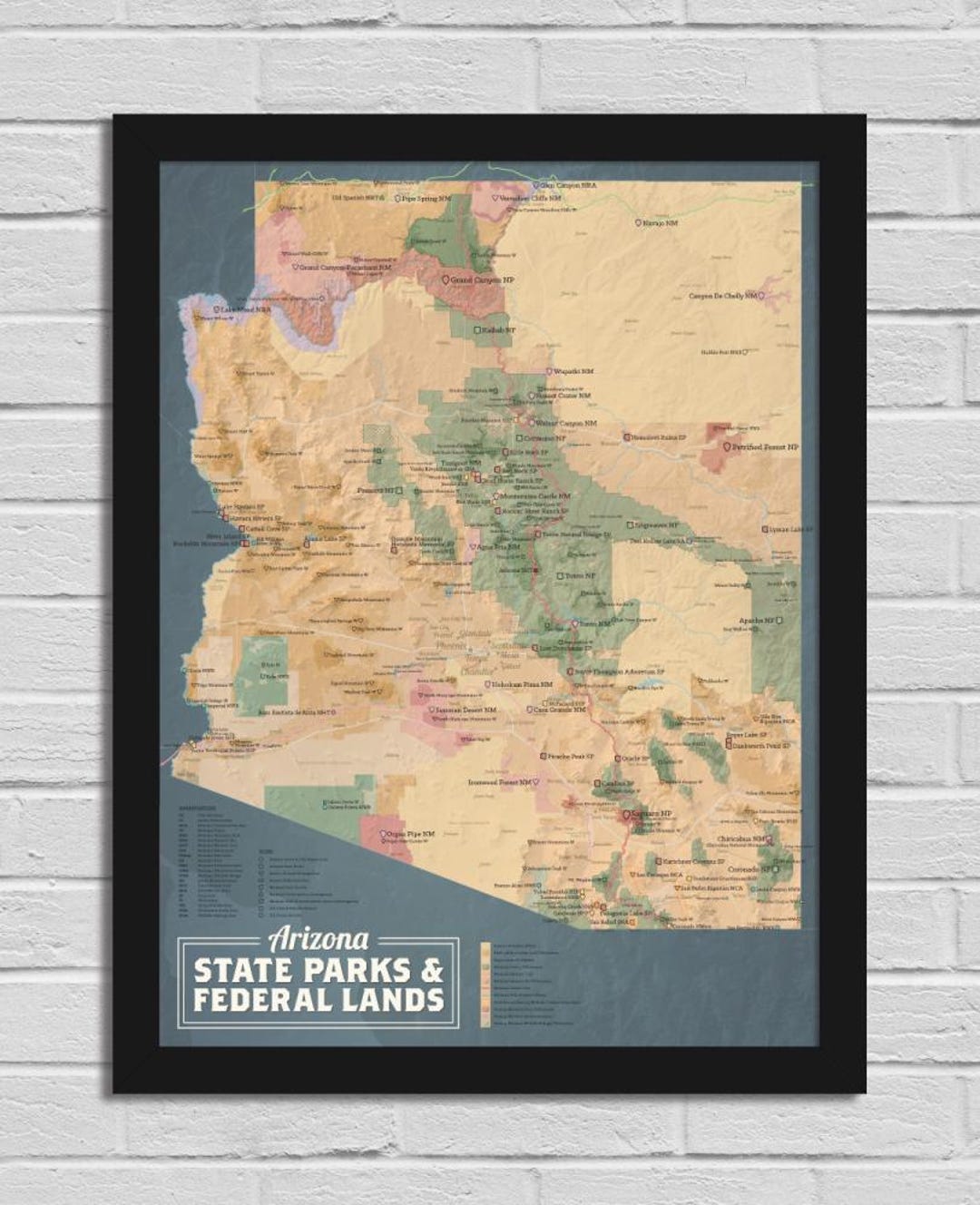 Arizona State Parks & Federal Lands Map 18x24 Poster - Etsy