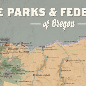 Oregon State Parks & Federal Lands Map 24x36 Poster - Etsy