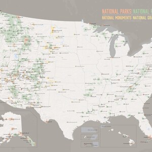 US National Parks Monuments & Forests Map 24x36 Poster | Etsy