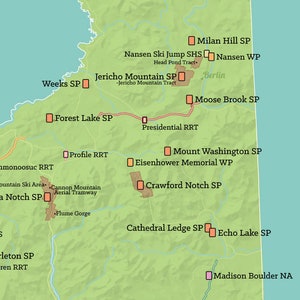 New Hampshire State Parks Map 11x14 Print - Etsy