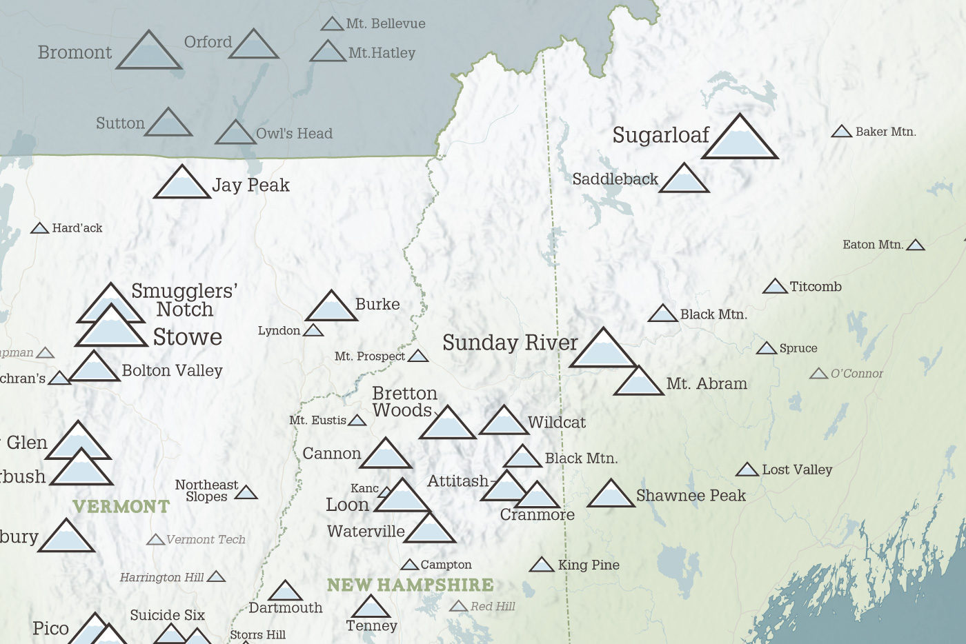 Northeast Ski Resorts Map 24x36 Poster | Etsy