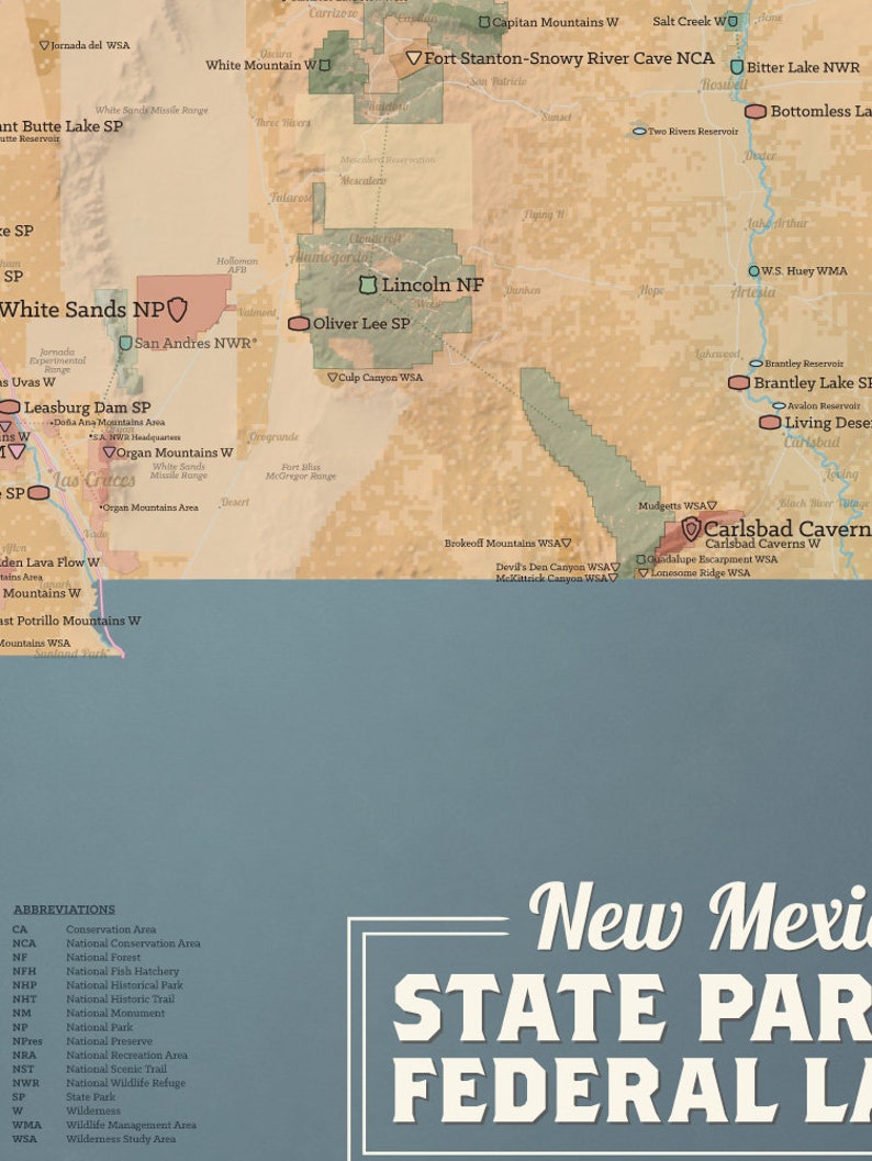 New Mexico State Parks & Federal Lands Map 18x24 Poster - Etsy
