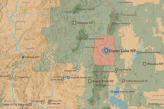Digital Prints Prints Oregon State Parks & Federal Lands Map 24x36 ...