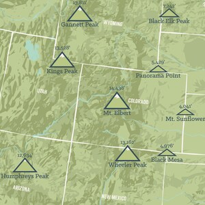 State Highpoints Map 11x14 Print - Etsy