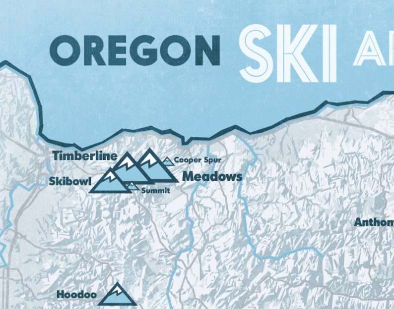 Oregon Ski Resorts Map 11x14 Print - Etsy
