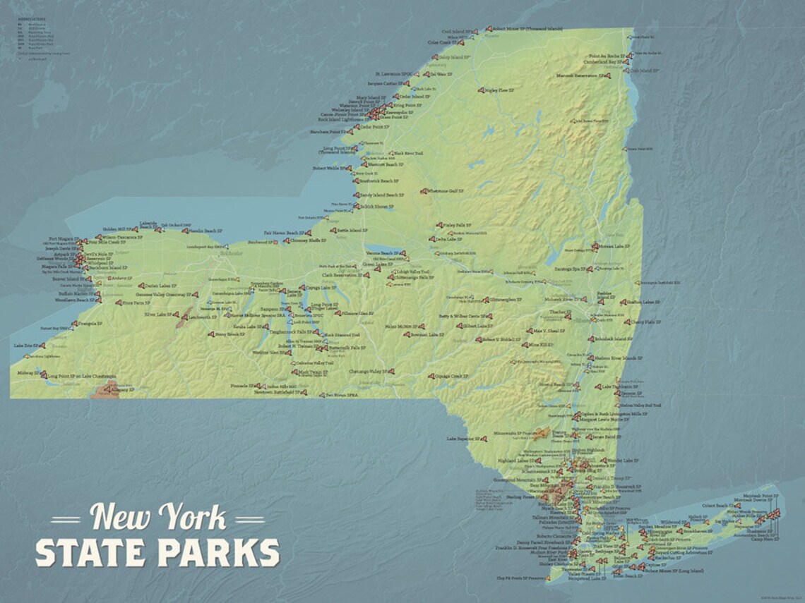 New York State Parks Map 18x24 Poster - Etsy