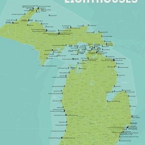 Michigan Lighthouses 18x24 Poster - Etsy